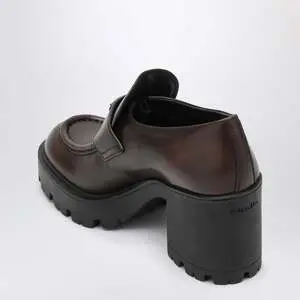 Prada Brown Platform Heeled Loafers