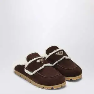 Prada Suede And Shearling Clogs