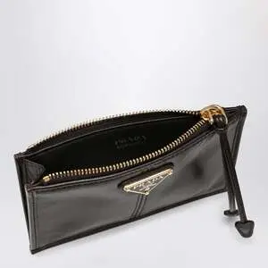 Prada Dark Calf Leather Zip Card Holder