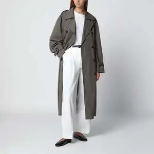 TOTEME Taupe Double-breasted Cotton-blend Trench Coat - Grey