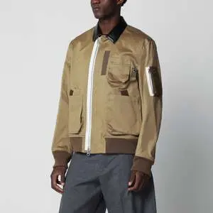 Sacai Cotton And Nylon Bomber Jacket - Beige