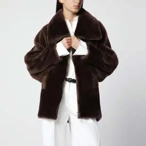 BLANCHA Oak Zip-up Shearling Jacket - Brown