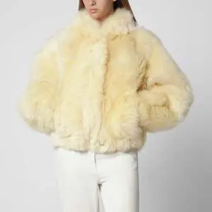 BLANCHA Shearling Hooded Jacket - Yellow