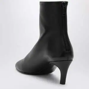 TOTEME Nappa Leather Ankle Boots - Black
