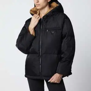 Prada Re-nylon Zip-up Puffer Jacket - Black