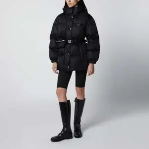 Prada Re-nylon Padded Hooded Jacket With Integrated Pouch