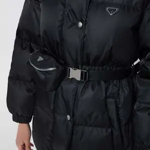 Prada Re-nylon Padded Hooded Jacket With Integrated Pouch