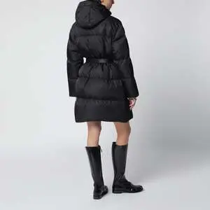 Prada Re-nylon Long Down Jacket With Belt Bag
