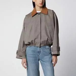 RÓHE Brown Prince Of Wales Wool Jacket - Beige