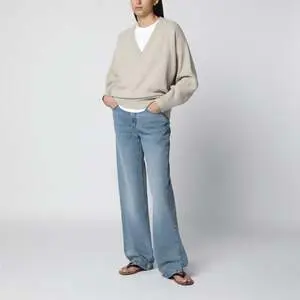 RÓHE Mélange Wool-blend V-neck Sweater