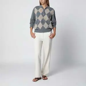 RÓHE Polo With Beige Argyle Pattern In Wool Blend