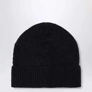 Moncler Wool Beanie With Logo Patch - Blue