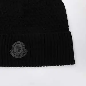 Moncler Wool Beanie With Logo Patch