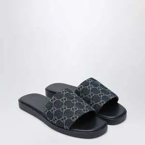 Gucci Gg Denim Slider Sandal In Flurry - Blue