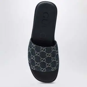 Gucci Gg Denim Slider Sandal In Flurry - Blue