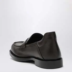 Balenciaga Mocha Leather Loafers With Bb Logo Detail