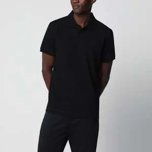 Moncler Cotton Piqué Polo Shirt With Logo Patch - Black