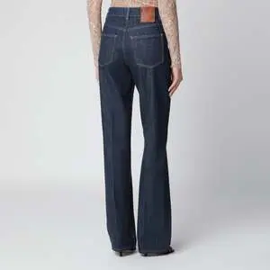 Valentino Garavani Cotton Denim Jeans With Logo Buttons - Blue