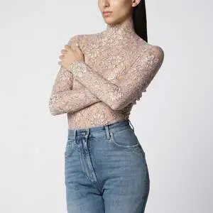 Valentino Garavani Nude Rebrodé Lace Bodysuit - Black