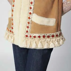 Valentino Garavani Camel Shearling And Suede Vest