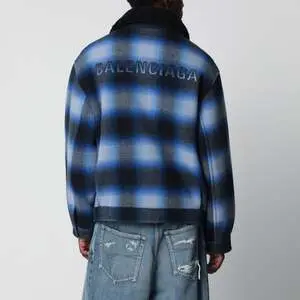 Balenciaga Plaid Wool Flannel Bomber Jacket