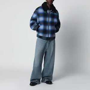 Balenciaga Plaid Wool Flannel Bomber Jacket