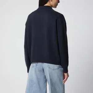 ANINE BING Navy Cashmere Polo Sweater - Blue