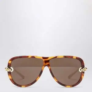 Bottega Veneta Knot Aviator Sunglasses In Havana/gold - Brown