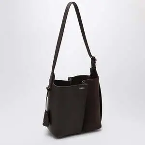 Loewe Bilbao Bucket Bag In Calfskin And Suede, Dark Chestnut - Brown