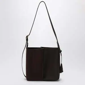 Loewe Bilbao Bucket Bag In Calfskin And Suede, Dark Chestnut - Brown