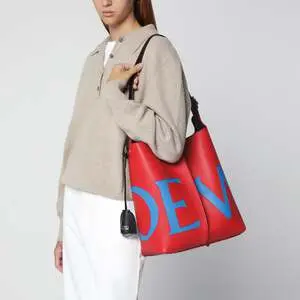 Loewe Large Bilbao Bucket Bag In /blue Leather - Red