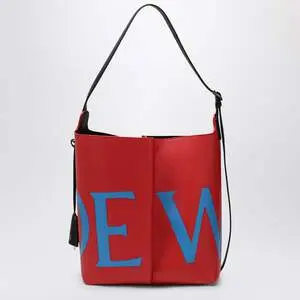 Loewe Large Bilbao Bucket Bag In Red/blue Leather Red