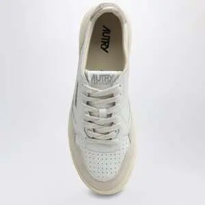 AUTRY Medalist Low Sneakers In Leather And Gold Suede - White