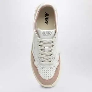 AUTRY Medalist Low Sneakers In Leather And Blush Suede - White