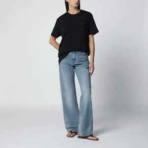 AMI Paris Cotton T-shirt With De Coeur Embroidery