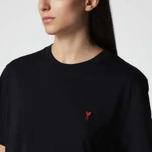 AMI Paris Cotton T-shirt With De Coeur Embroidery