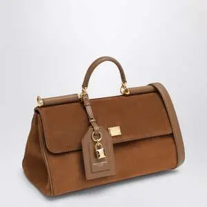 Dolce & Gabbana Medium My Sicily Bag In Camel Suede Leather - Brown