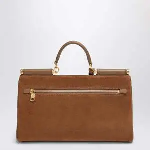 Dolce & Gabbana Medium My Sicily Bag In Camel Suede Leather - Brown