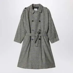 DOUUOD Double-breasted Wool-blend Trench Coat With Check Pattern - Beige