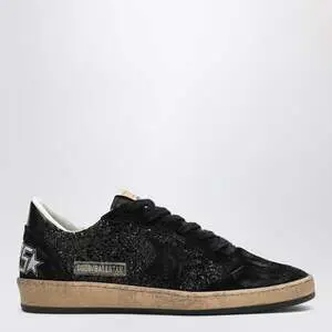 GOLDEN GOOSE Ball Star Sneakers In Suede And Glitter - Black