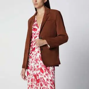 GOLDEN GOOSE Robyn Suede Sheepskin Blazer In Cambridge - Brown