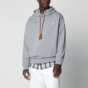 Loewe Mélange Relaxed-fit Hoodie With Leather Drawstring