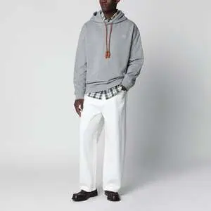 Loewe Mélange Relaxed-fit Hoodie With Leather Drawstring
