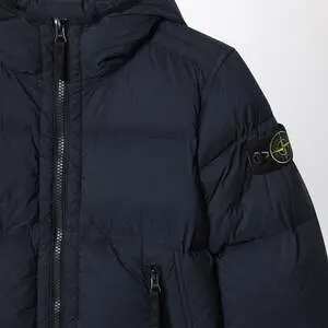 Stone Island Navy Nylon Hooded Down Jacket