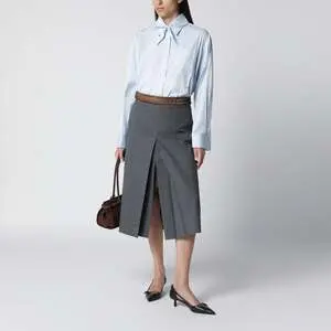 Prada Slate Wool Skirt With Elasticated Waistband