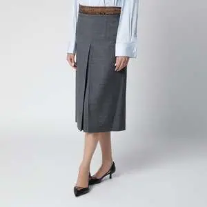 Prada Slate Wool Skirt With Elasticated Waistband