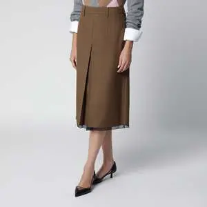 Prada Wool Skirt With Organza Insert