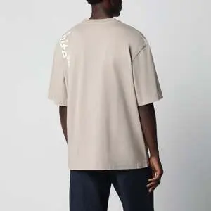 Off-White Beige Cotton Crew-neck T-shirt With Printed Logo - White