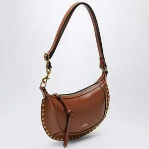 Isabel Marant Étoile Oskan Moon Shoulder Bag In Calfskin Leather Cognac - Brown