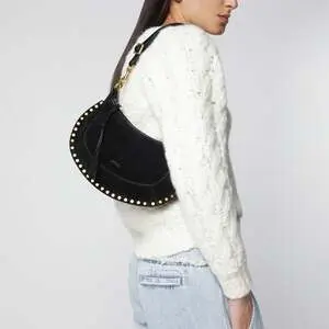 Isabel Marant Étoile Oskan Moon Shoulder Bag In Suede With Stud Detailing